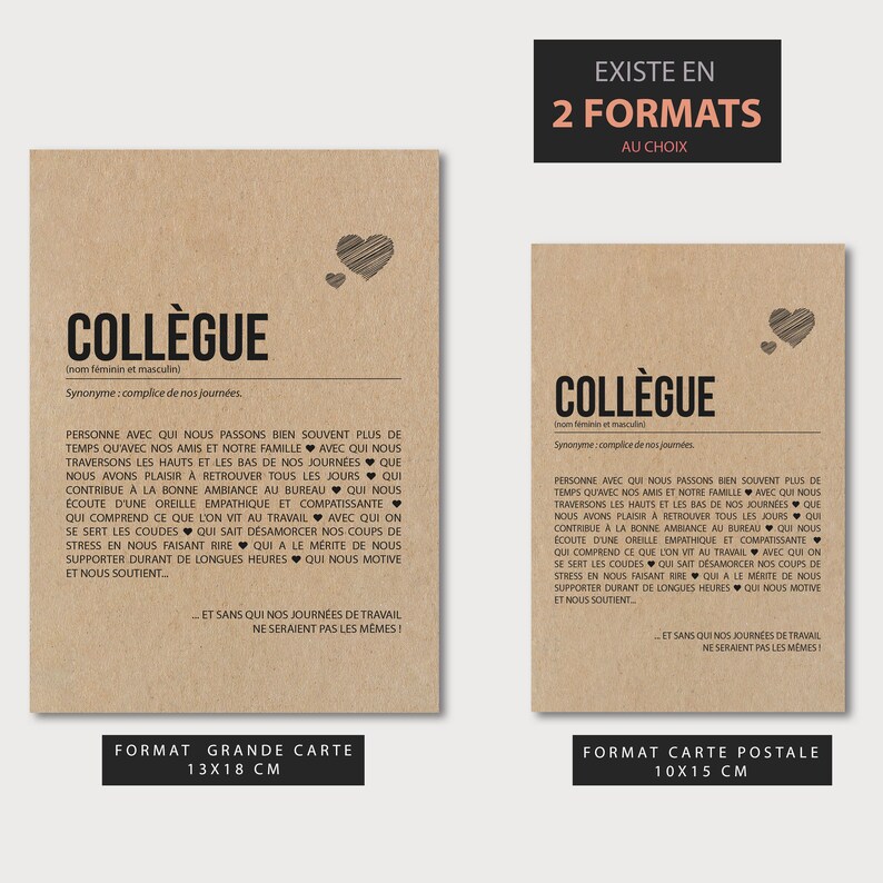 Carte définition collègue Carte départ collègue Carte - Etsy France