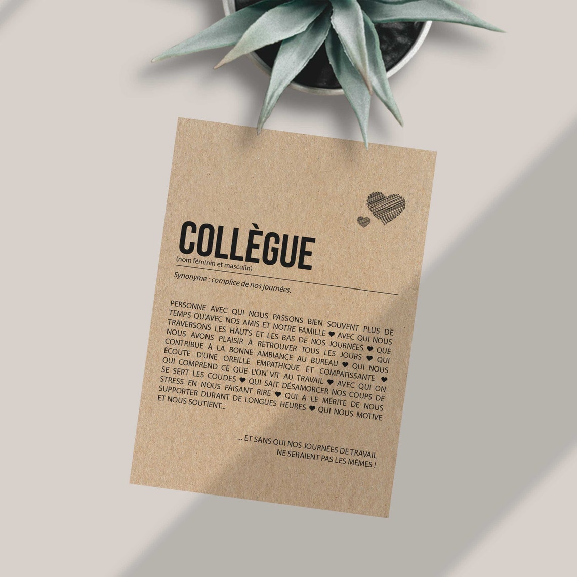 Carte définition collègue Carte départ collègue Carte - Etsy France
