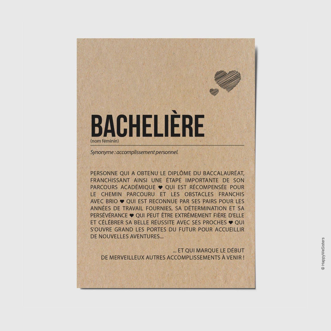 Bachelor Definition Card - Congratulations on Passing the Baccalaureate ...