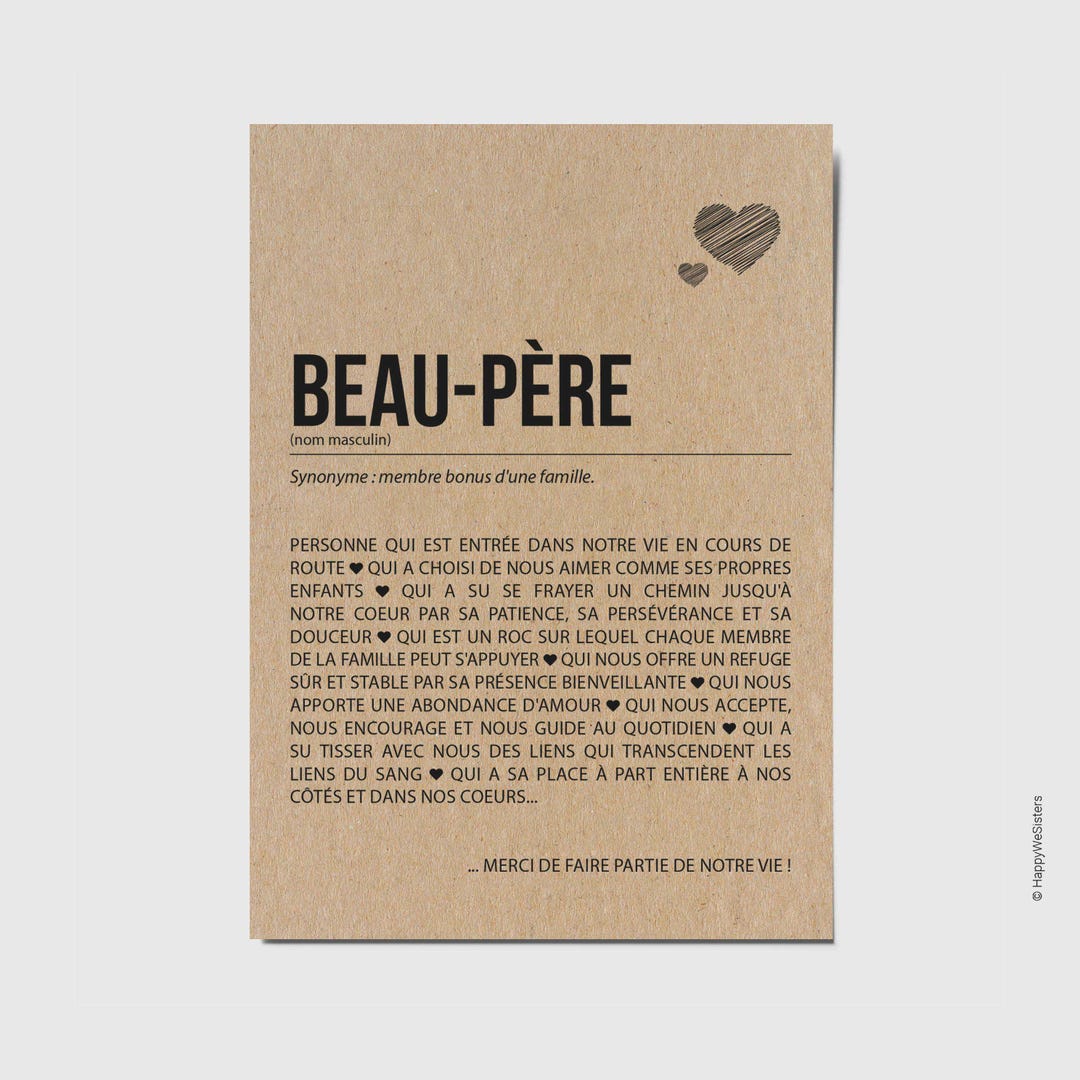 Carte définition Beau-Père - Fête des pères - Anniversaire Beau-Père ...