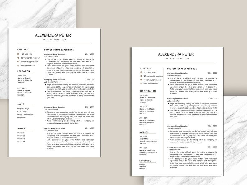 Resume Template Word, Google Docs Resume Template, Canva Template ...