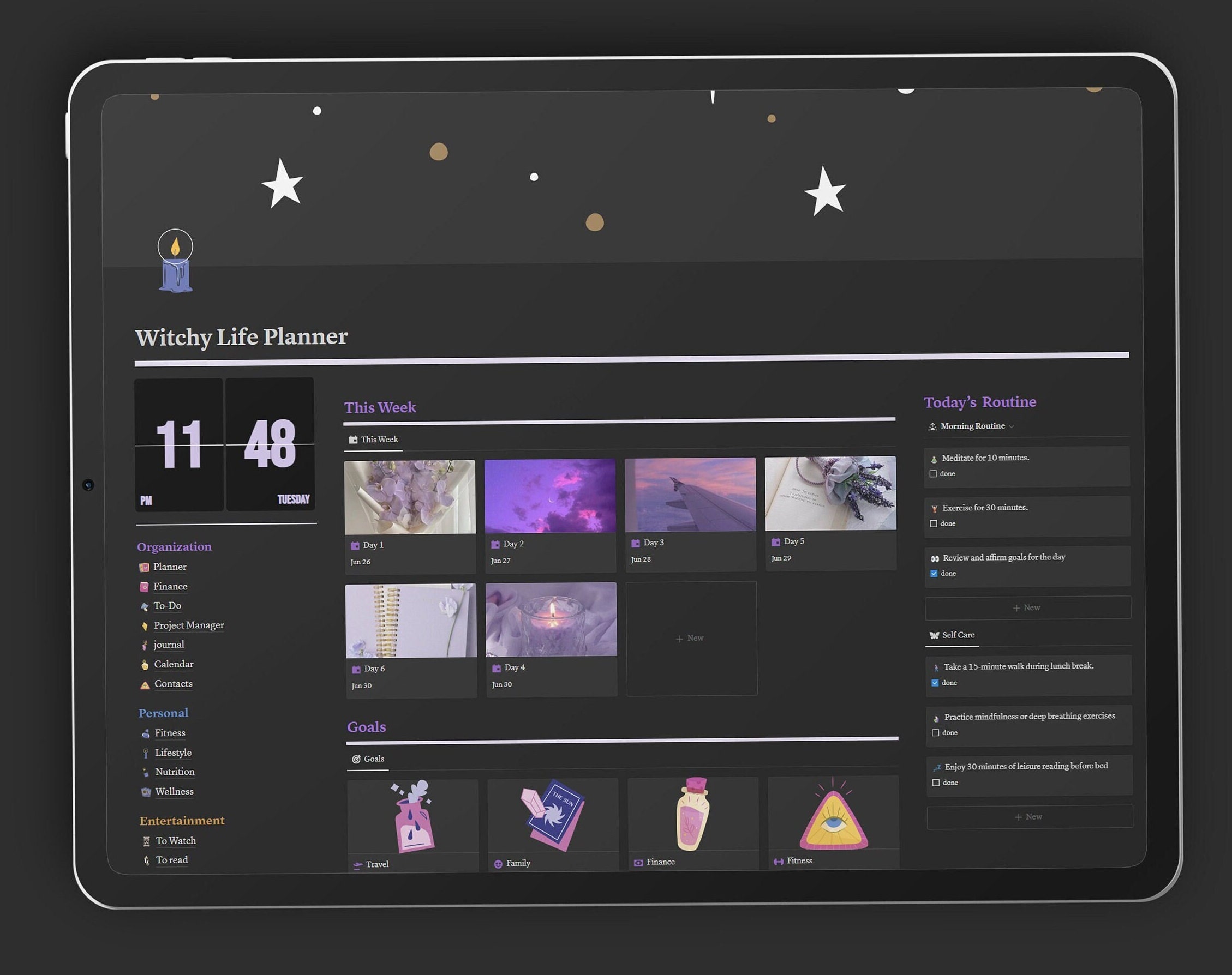 Witchy Digital Planner, Notion Template, Goth Planner, Note Taking ...