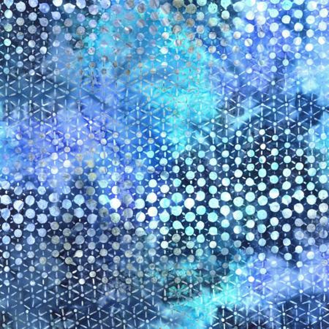 Frost Geo Floral Shapes Batik 106in Wide Wideback Backing Fabric- Half ...