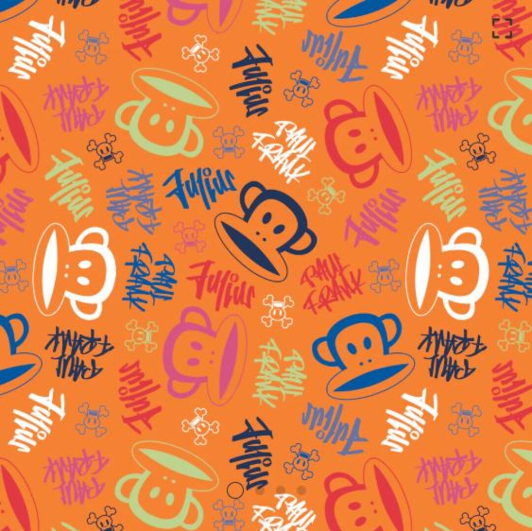Paul Frank Y2K Julius Street Graffiti Orange Fabric- Half Yard Cut - Etsy