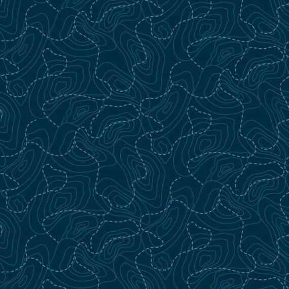 Blue Elevation Map Fabric Half Yard Cut - Etsy