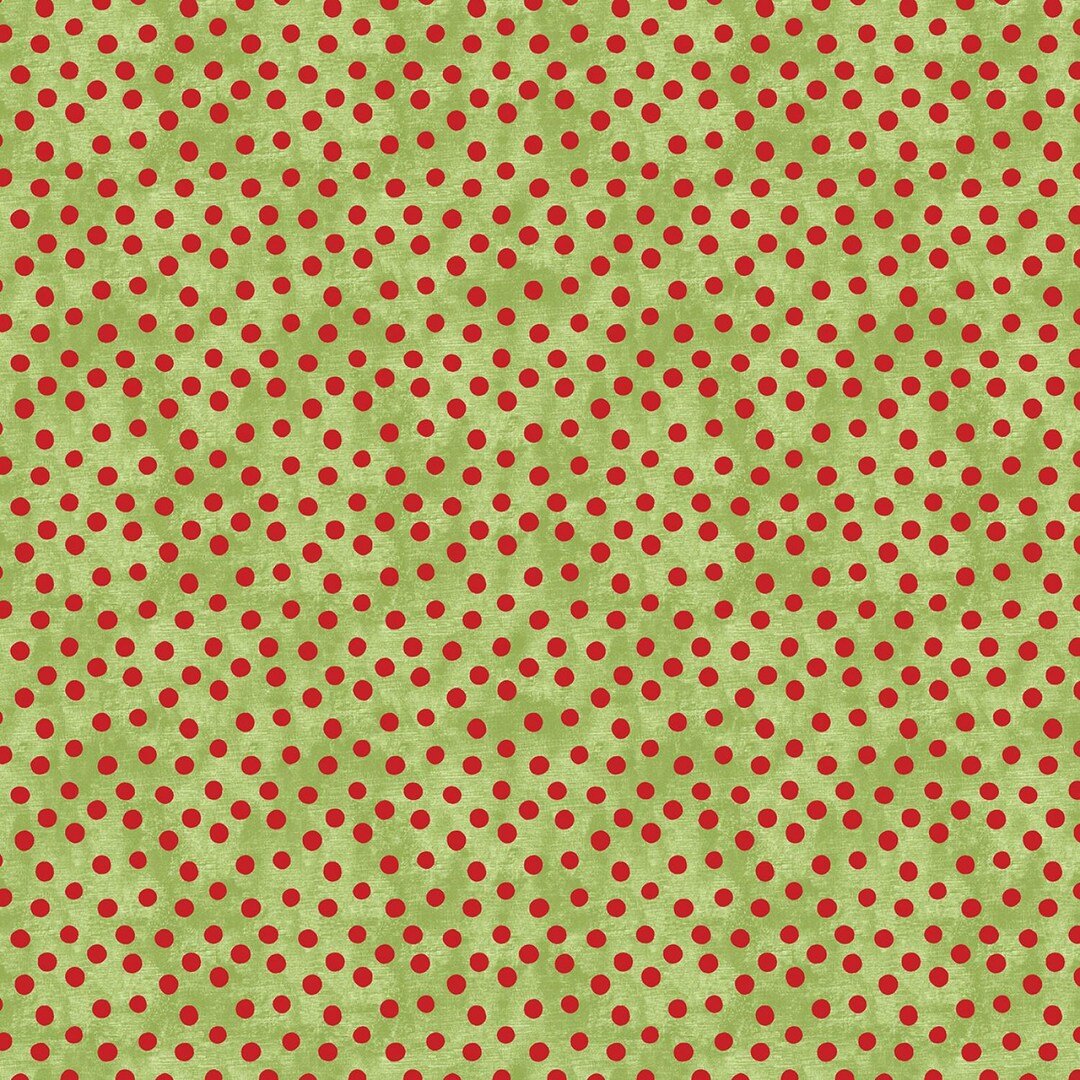 Christmas Spirit Celery & Red Dot Splendor Fabric - Half Yard Cut - Etsy