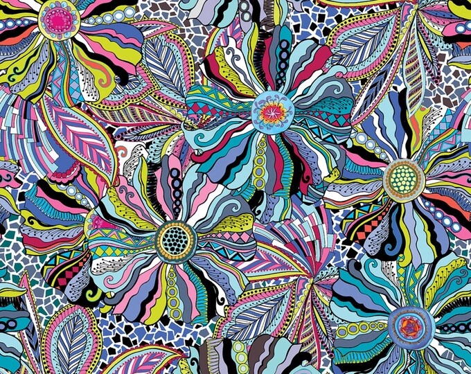 Color & Light Multicolored Funky Flower Fabric- Half Yard Cut - Etsy