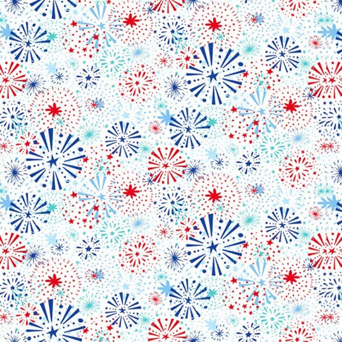 Great American Summer Fireworks Fabric Half Yard Cut - Etsy