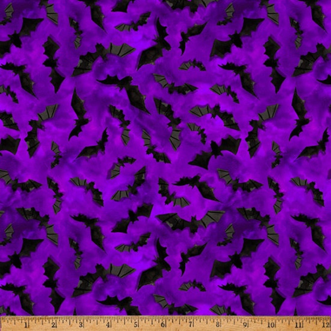 Hoffman Into the Web Purple Halloween Bats Fabric Half Yard Cut - Etsy