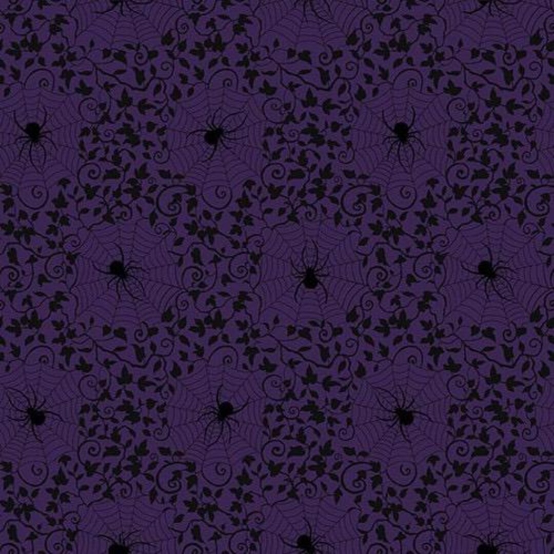 Hallowed Forest Purple Cobwebs Halloween Fabric- Half Yard Cut - Etsy