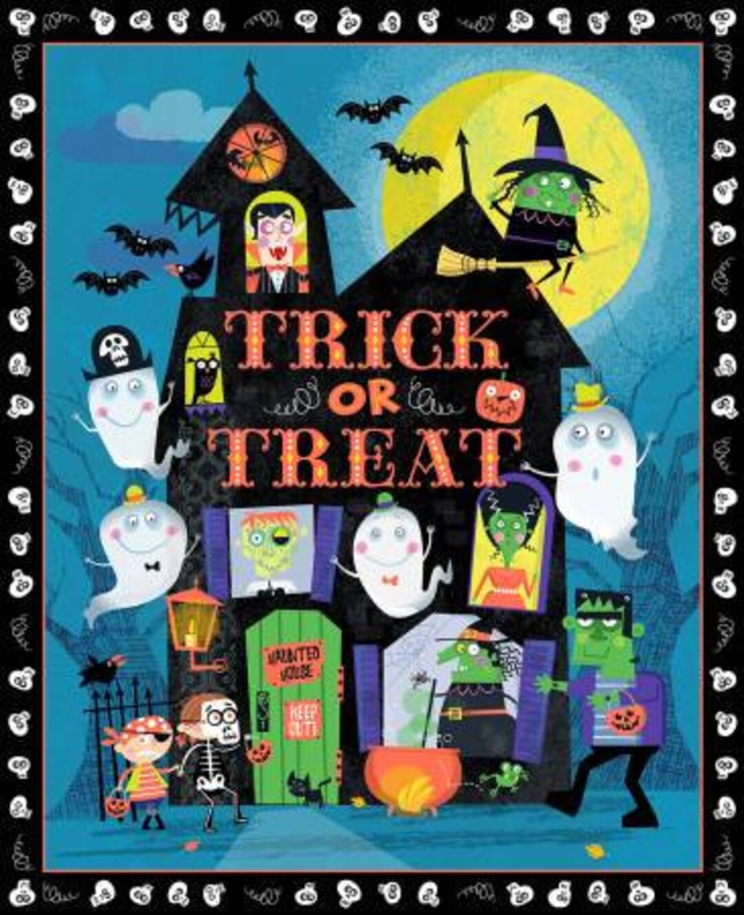 Halloween Season Haunted House Fabric Panel - Etsy
