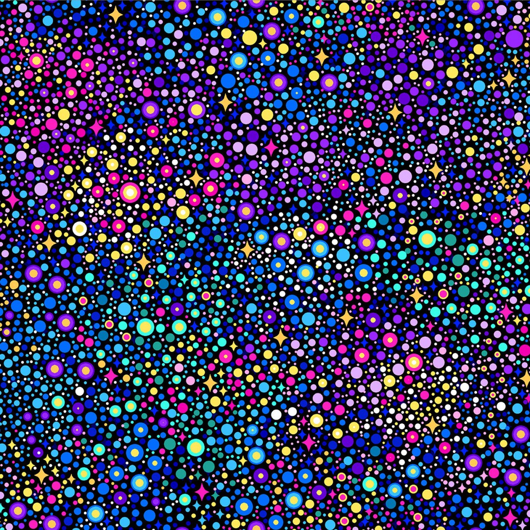 Sahul Land Dots Blue Multi-colored Fabric - Half Yard Cut - Etsy