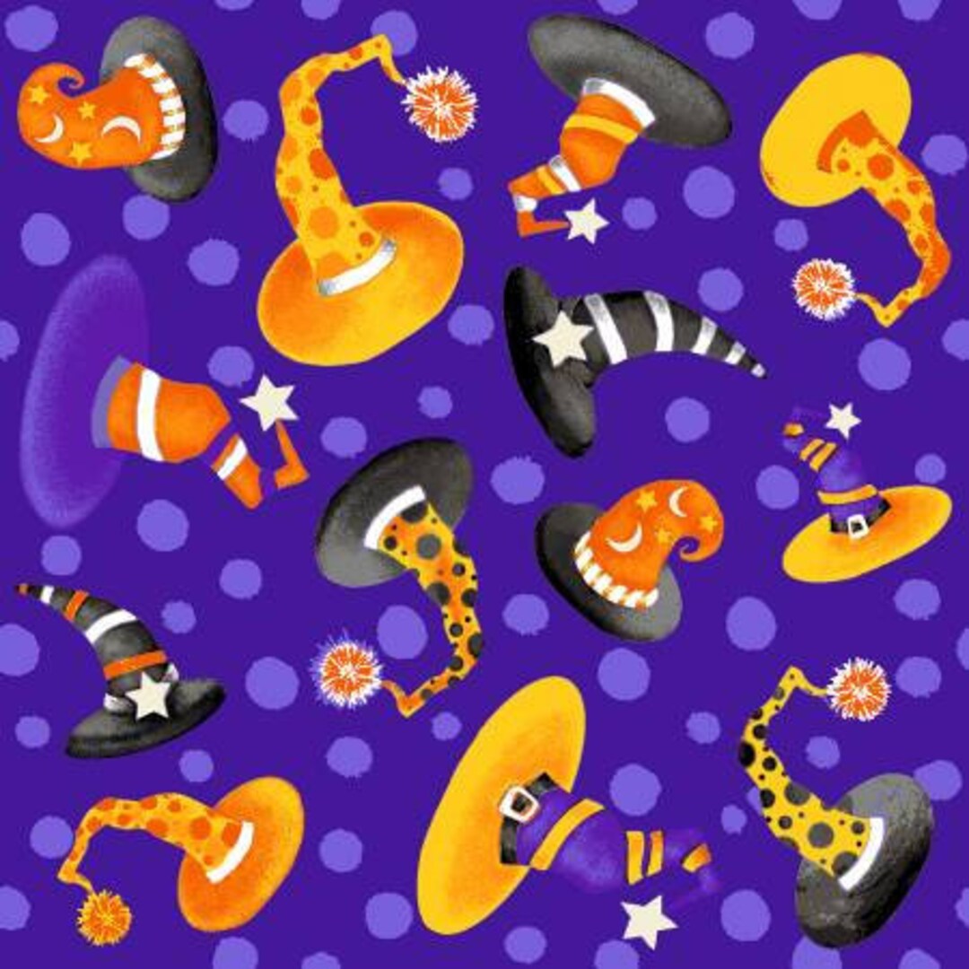 Boo Whoo Glow Hat Toss Halloween Glow in the Dark Fabric -half Yard Cut ...