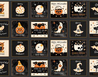 Happy Haunting Halloween Patches Panel Fabric -1 Panel (6 Blocks) - Etsy
