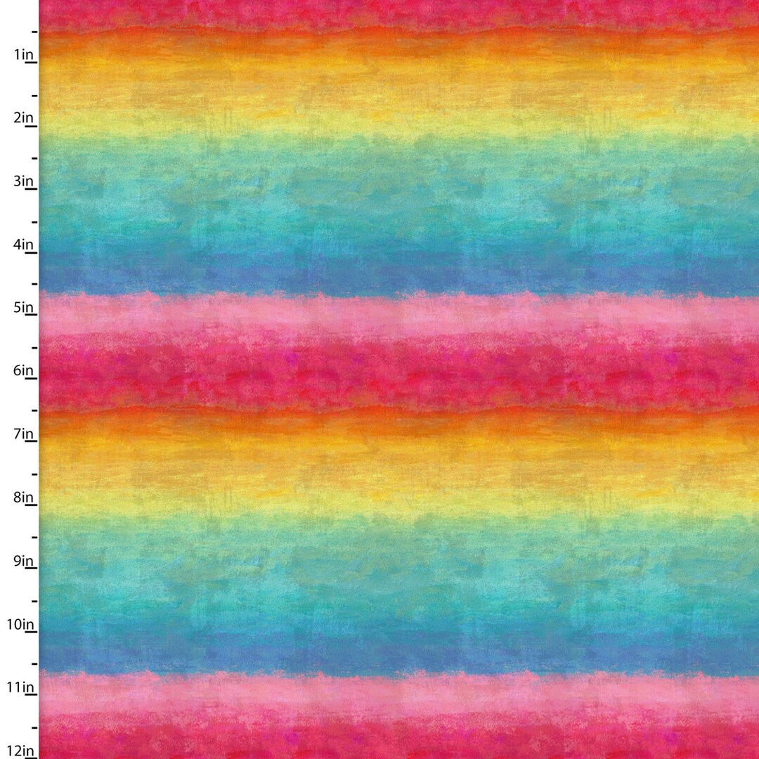Good Vibes Multi Rainbow Wide Stripe Fabric- Half Yard Cut - Etsy