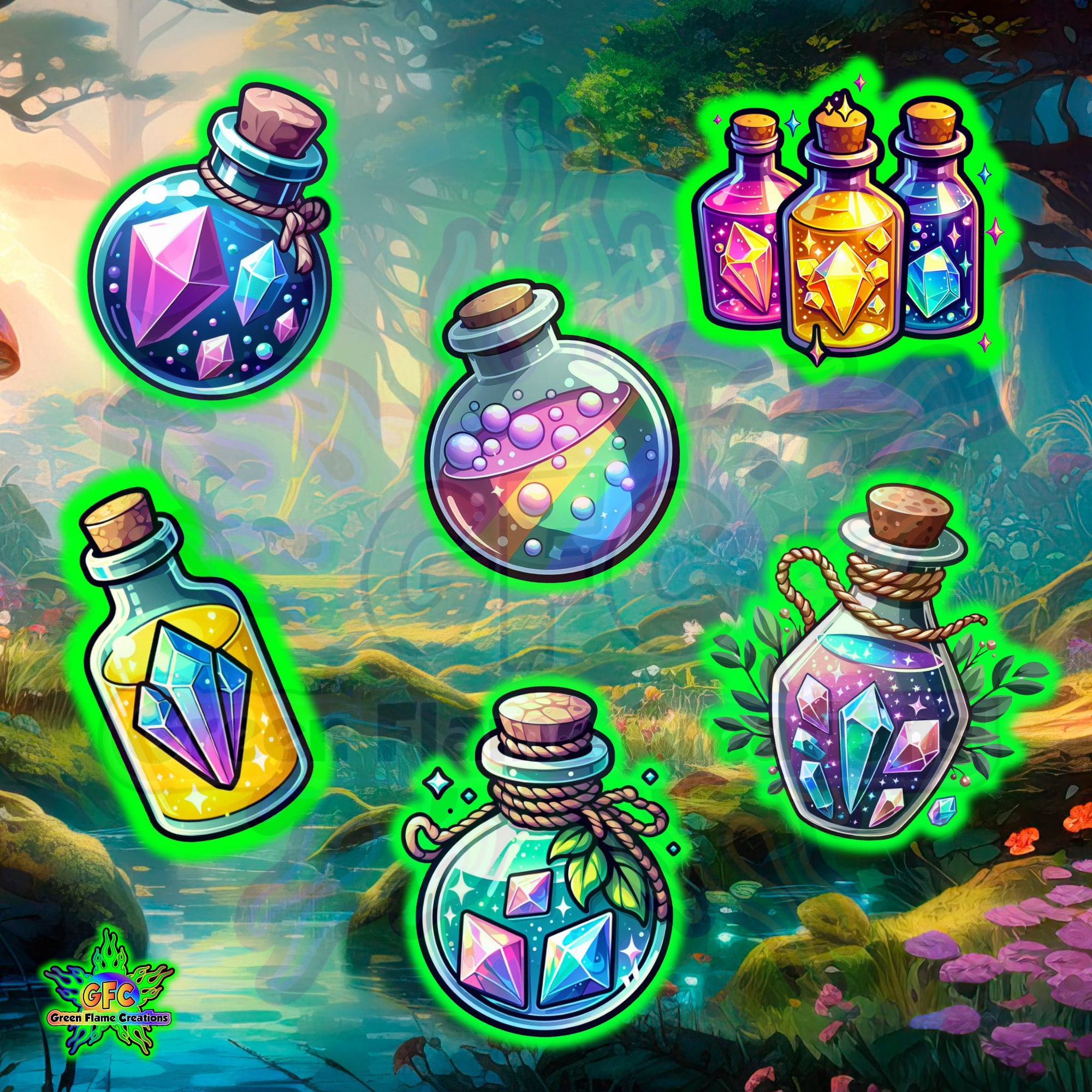 Potion Clipart Magic Crystal Potion Colorful Magic Potion Watercolor ...
