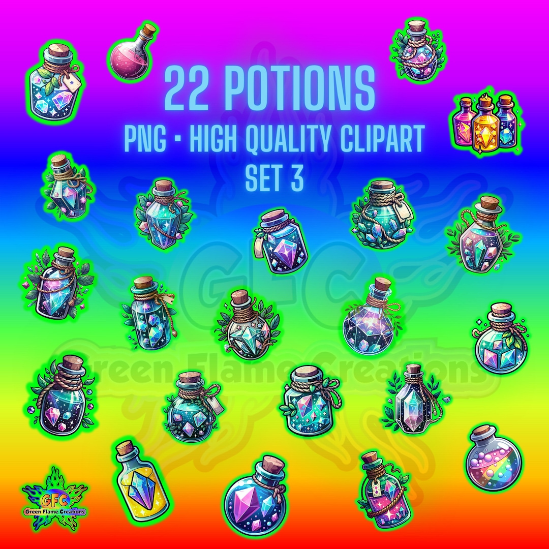Potion Clipart | Magic Crystal Potion | Colorful Magic Potion ...