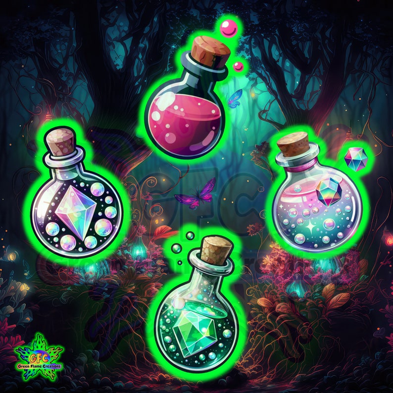Green Potion Bottle PNG | Halloween Clip Art | Crystals | Magic Potion ...