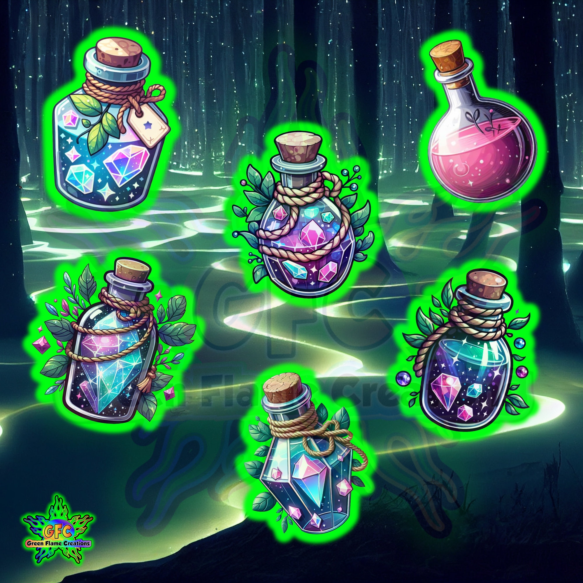 Potion Clipart Magic Crystal Potion Colorful Magic Potion Watercolor ...