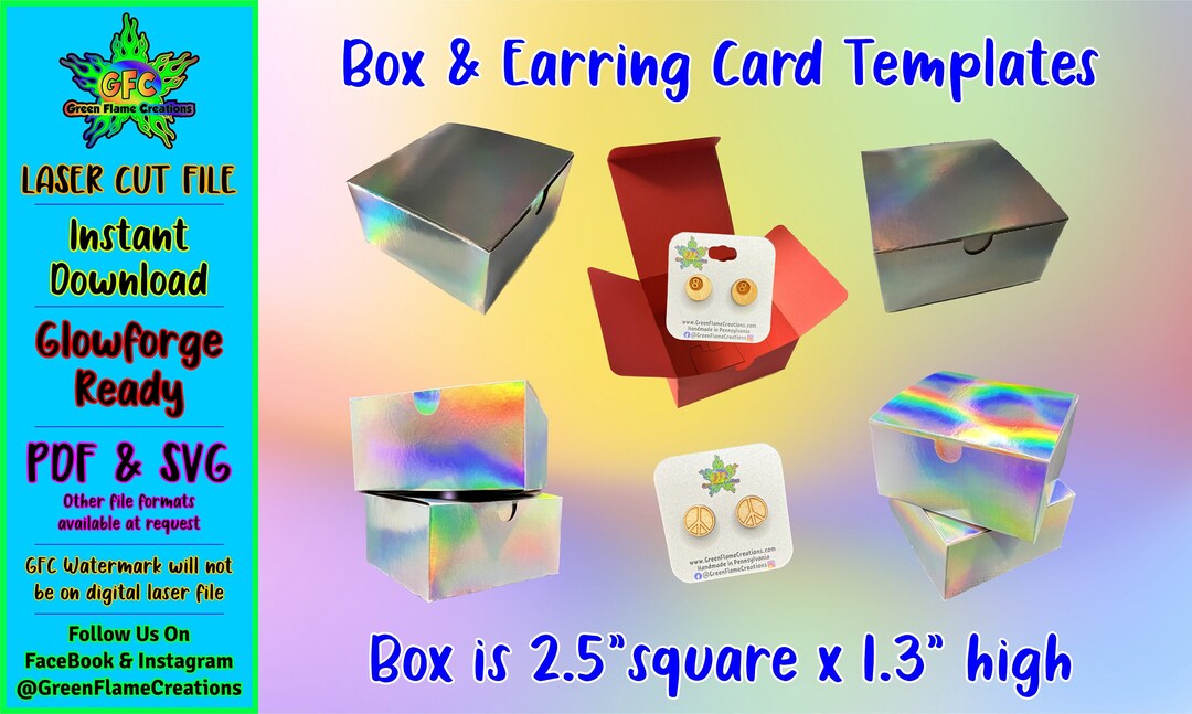 Small Square Box Template, Packaging, PDF, SVG, Cut File, Laser, Cricut, Silhouette, Glowforge ...