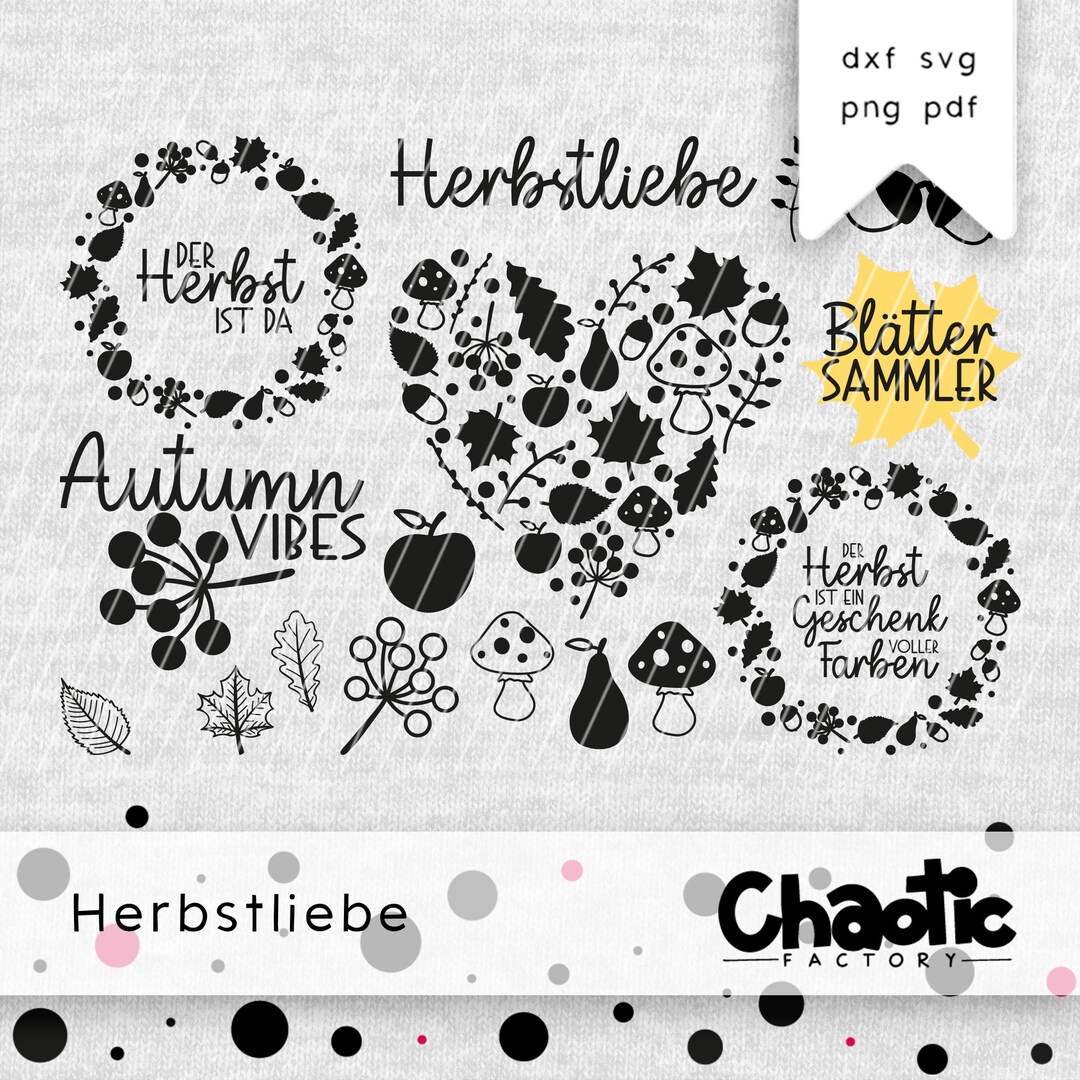 Plotter File, Autumn Love, Dxf, Svg, Png, Pdf, Autumn Leaves - Etsy