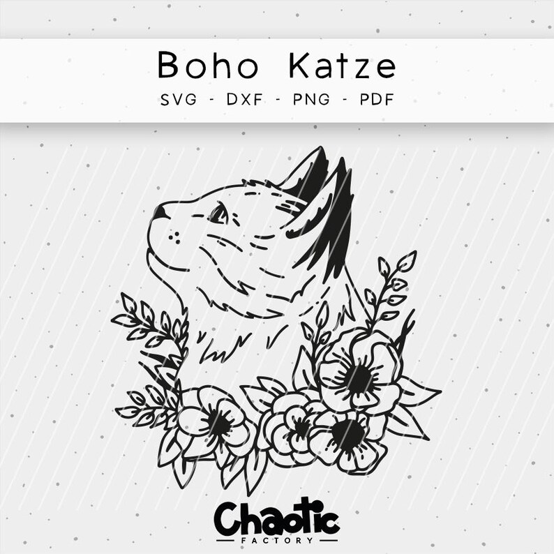 Plotter File, Boho Cat, Png, Svg, Dxf, Pdf, Floral, Animals - Etsy