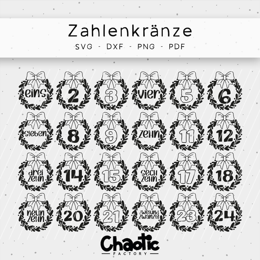 Plotter File, Number Wreaths, Dxf, Svg, Png, Pdf, Advent Calendar ...