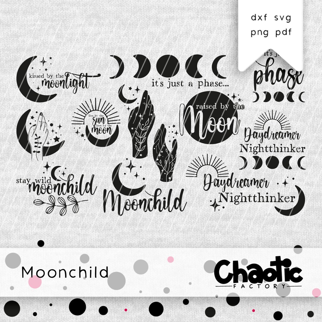 Plotterdatei Moonchild Dxf Png Svg Celestial Mond - Etsy