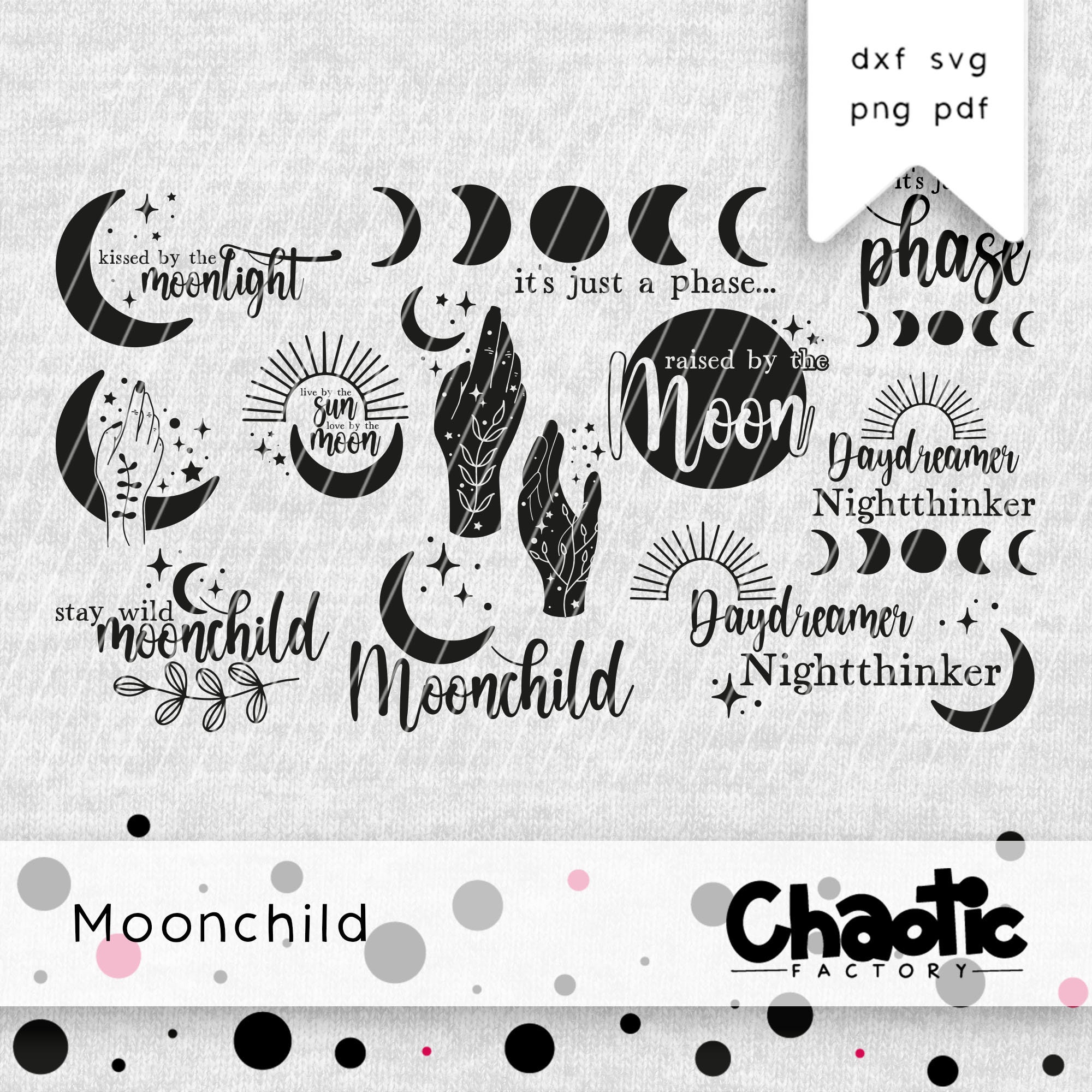 Plotterdatei Moonchild Dxf Png Svg Celestial Mond - Etsy