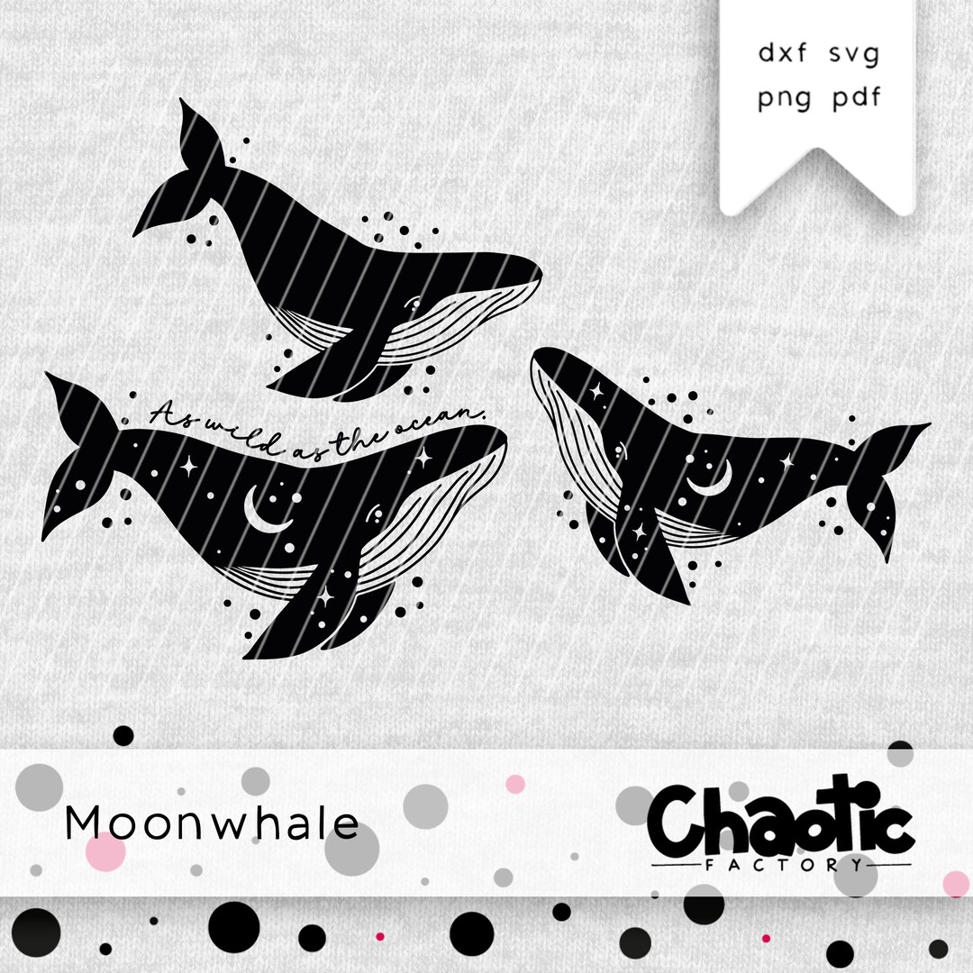 Plotterdatei Moonwhale dxf svg png pdf Wal Celestial - Etsy Portugal