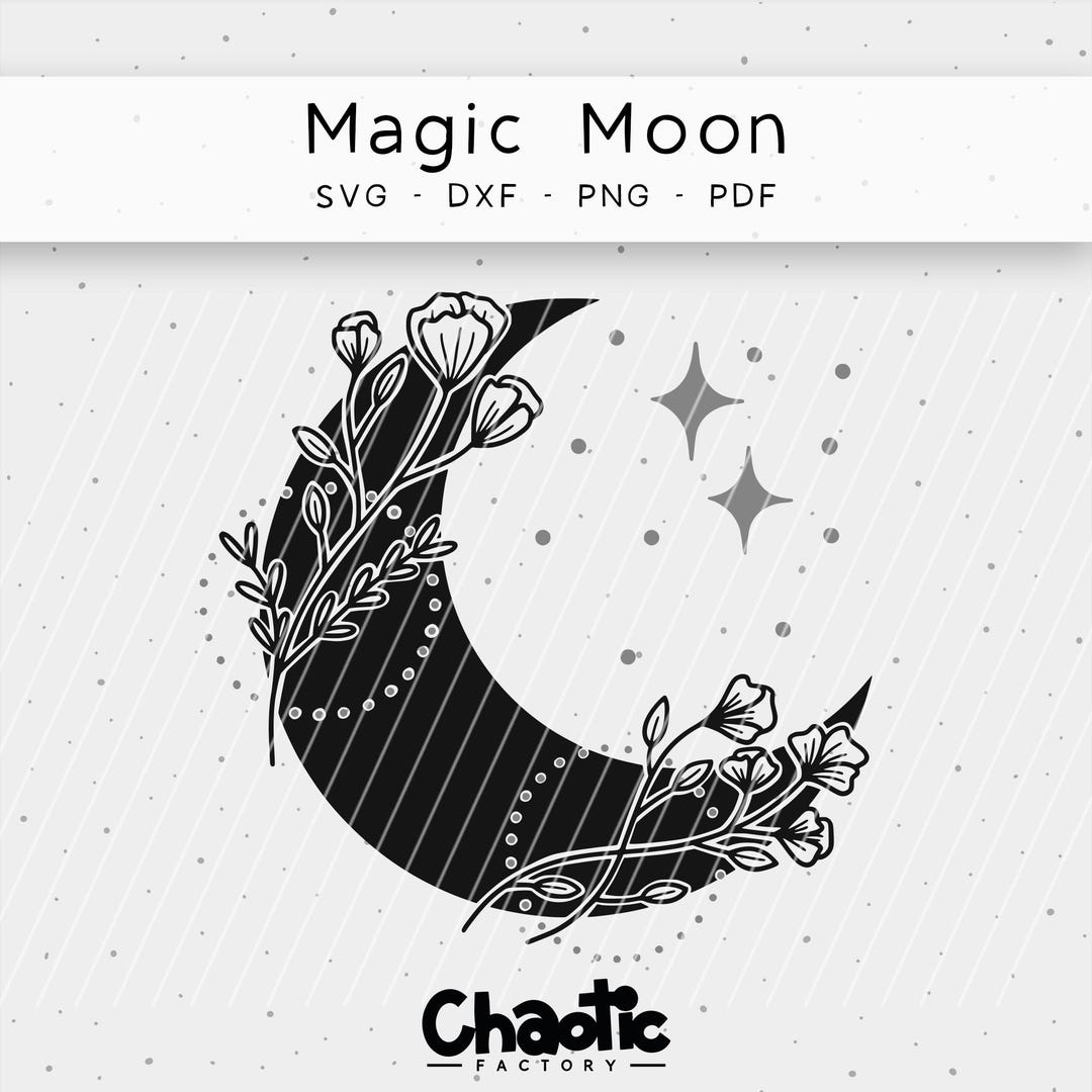 Plotter File, Magic Moon, Dxf, Svg, Png, Pdf, Moon, Floral - Etsy