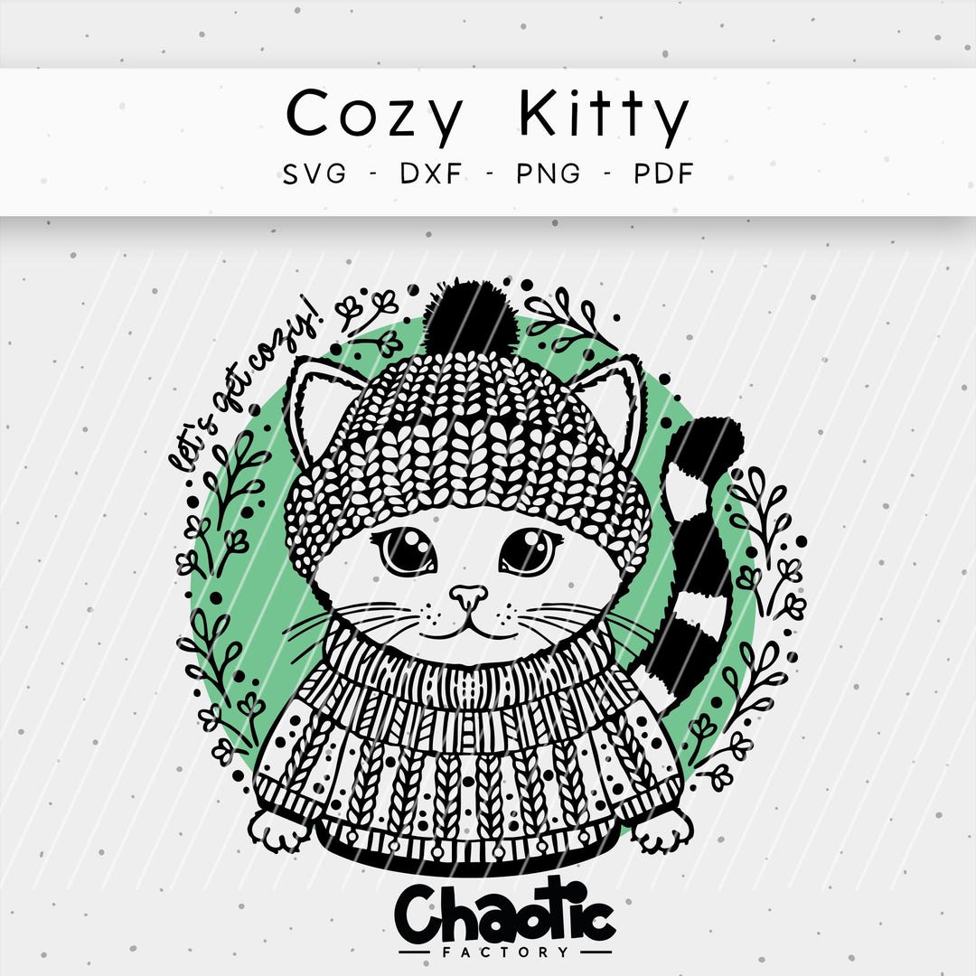 Plotter File, Cozy Kitty, Dxf, Png, Svg, Cat, Hat - Etsy
