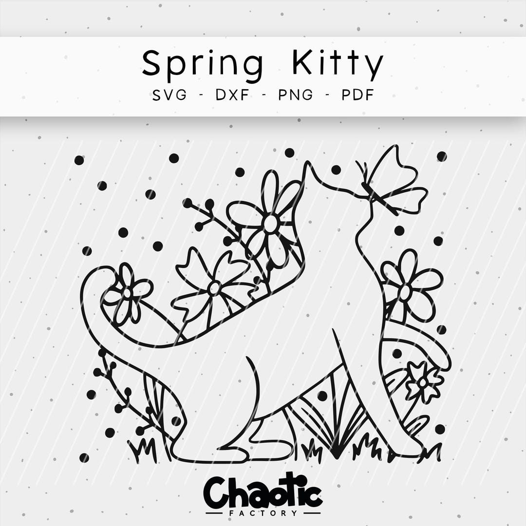 Plotter File, Spring Kitty, Chaotic Factory, Dxf, Svg, Png, Pdf, Cat ...