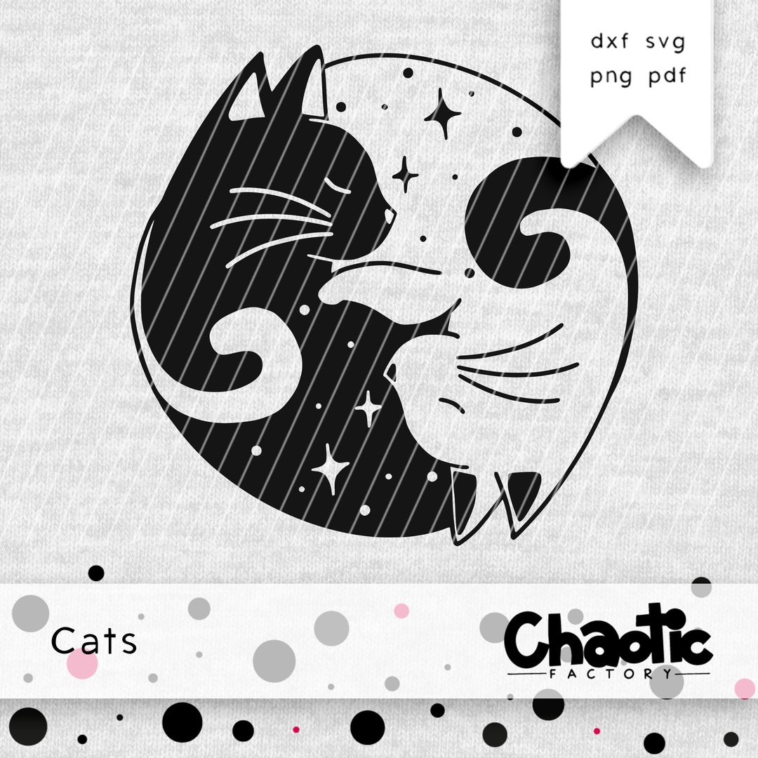 Plotter File, Cats, Png, Svg, Dxf, Pdf, Cat Yin Yang - Etsy
