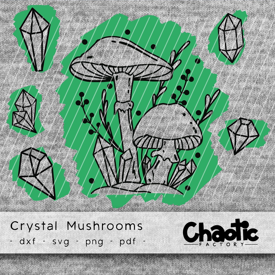 Plotter File, Crystal Mushrooms, Png, Svg, Dxf, Pdf, Mushrooms Fantasy ...