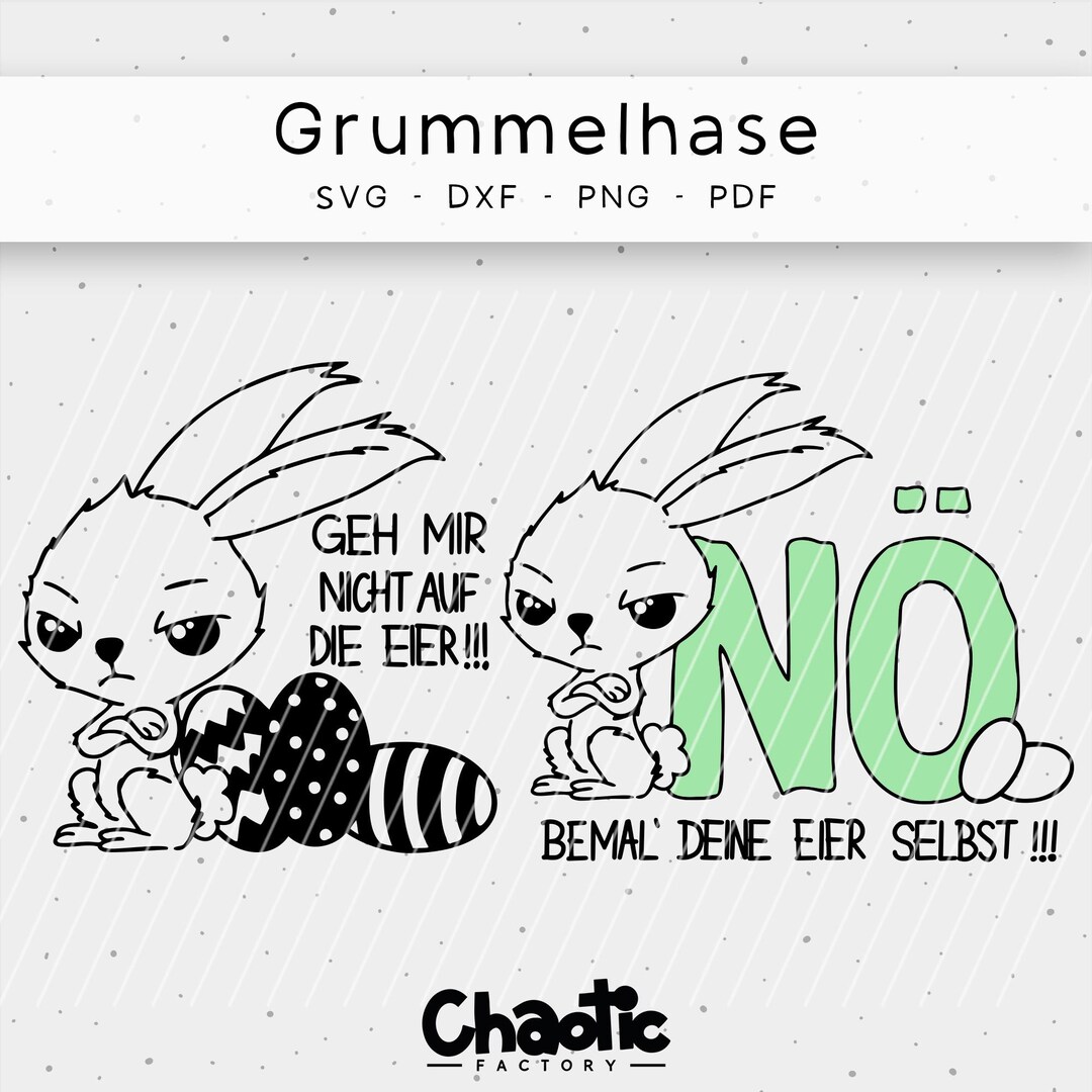 Plotter File, Grumpy Bunny, Chaotic Factory, Dxf, Svg, Png, Bunny ...