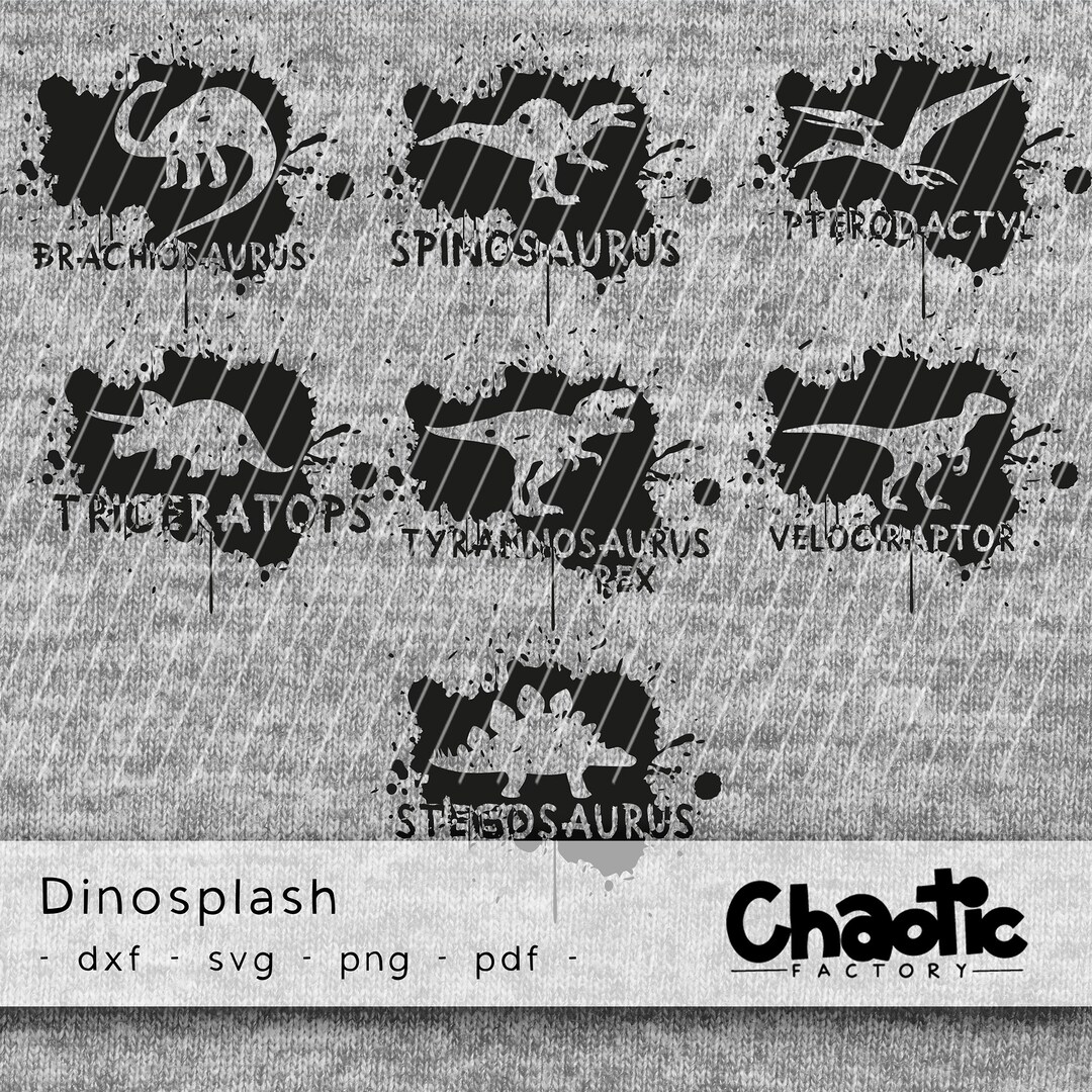 Plotter File, Dinosplash, Chaotic Factory, Dxf, Svg, Png, Pdf, Dinosaur ...