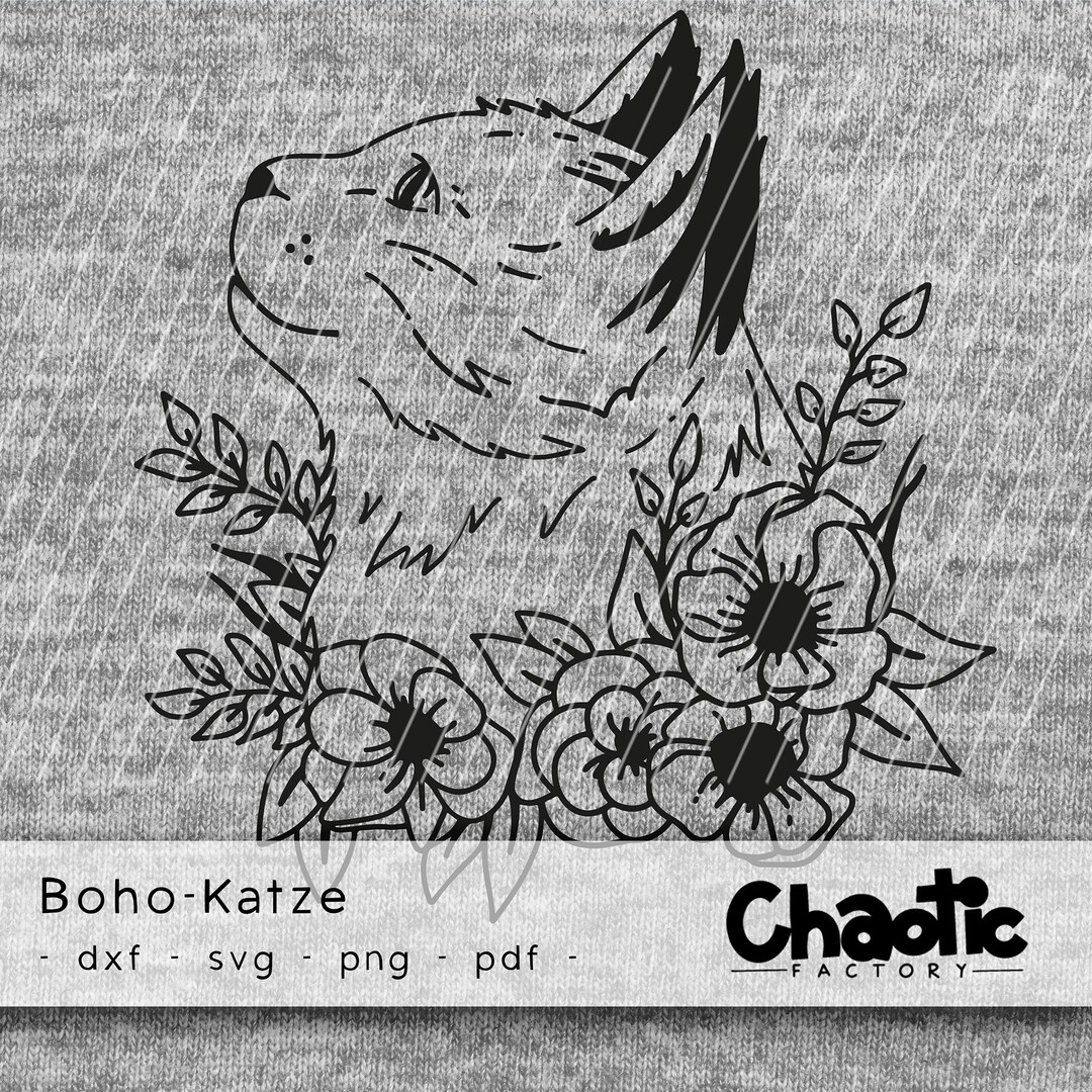 Plotter File, Boho Cat, Png, Svg, Dxf, Pdf, Floral, Animals - Etsy