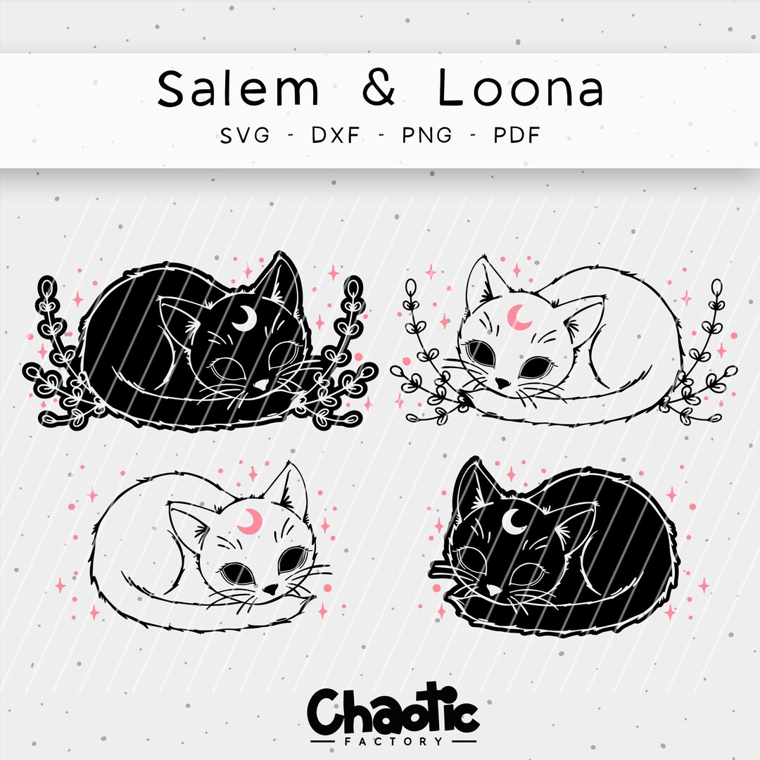 Plotter File, Salem & Loona, Dxf, Png, Svg, Magical Cats - Etsy