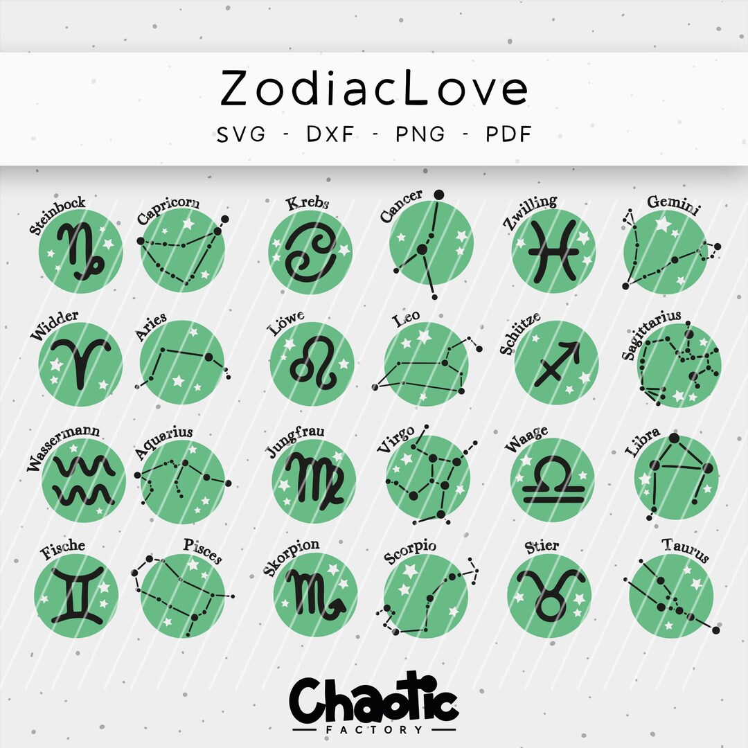 Plotterdatei, ZodiacLove, dxf, png, svg, Sternzeichen, Sternbilder - Etsy.de
