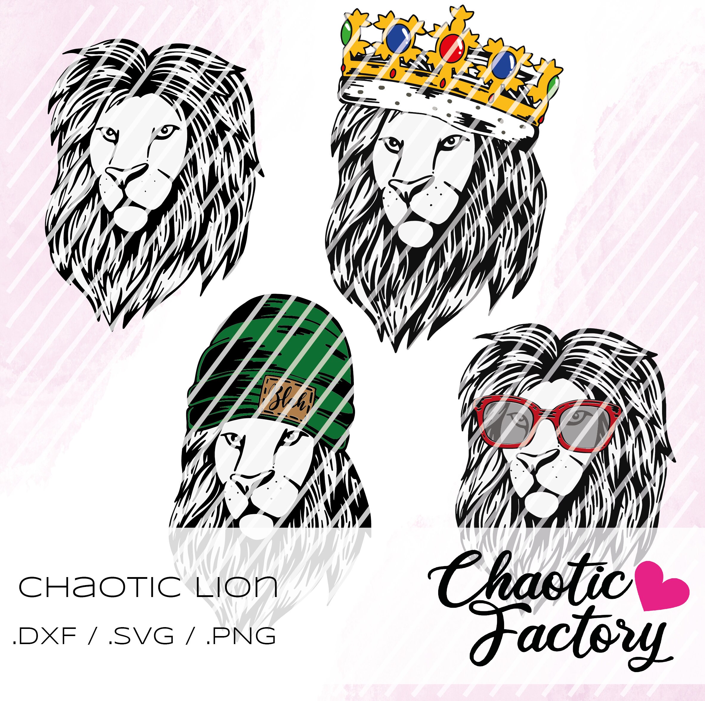 Plotterdatei Chaotic Lion png svg dxf pdf Löwe Nerd - Etsy.de