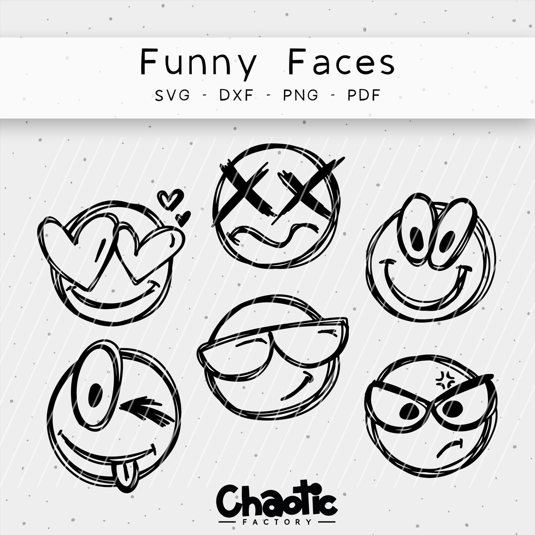 Plotter File, Funny Faces, Dxf, Png, Svg, Smile, Emoticon - Etsy