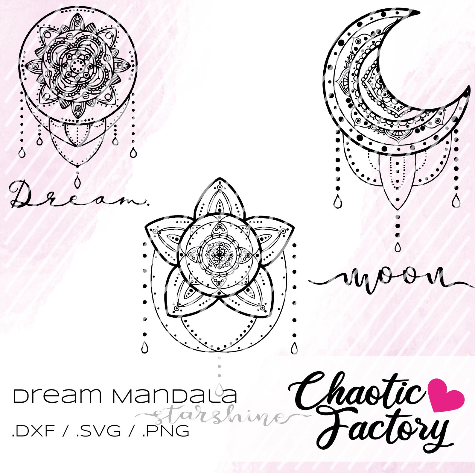 Plotterdatei Dream Mandala dxf png svg Mond Stern Traum | Etsy