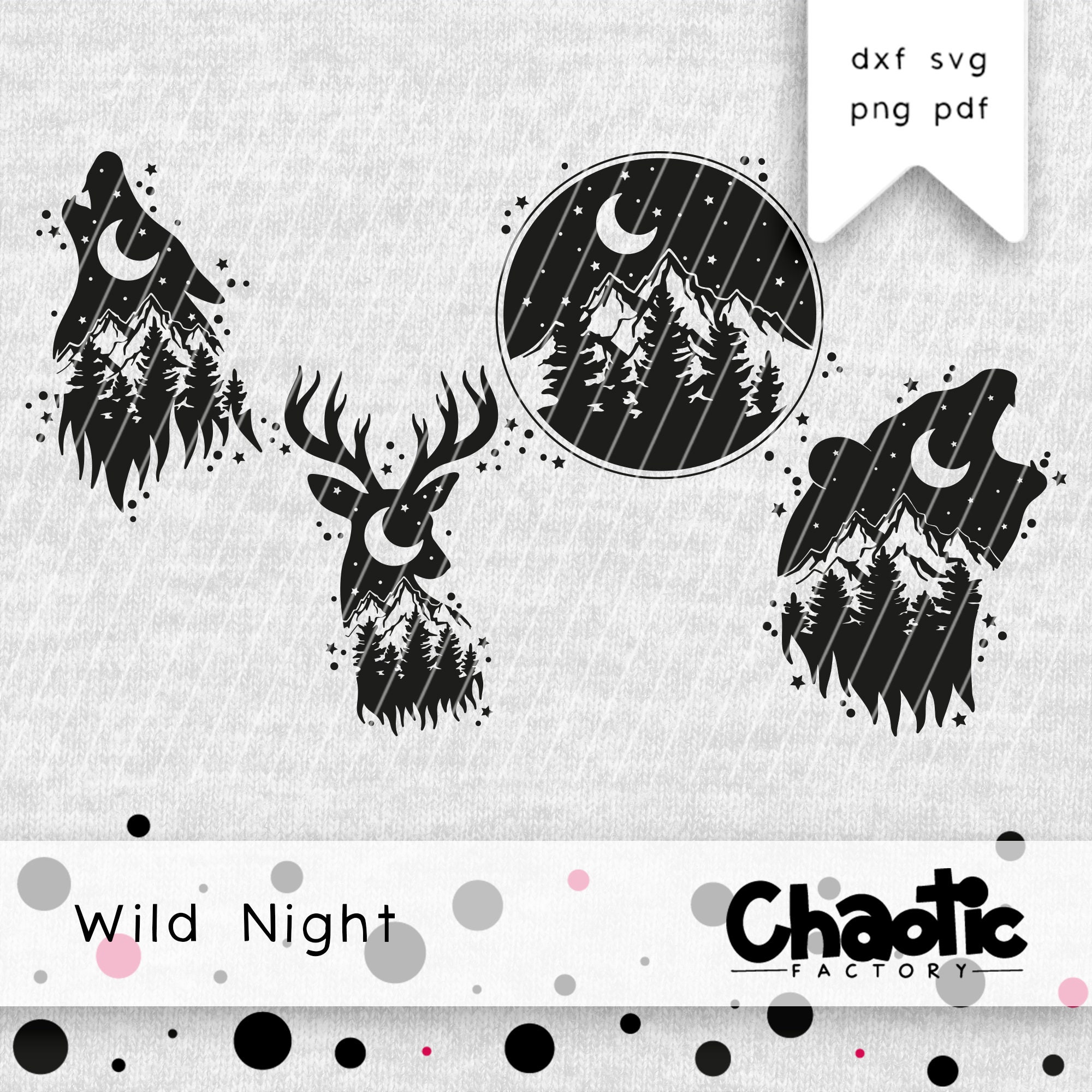Plotterdatei Wild Night Dxf Png Svg Bär Hirsch Wolf - Etsy Ireland