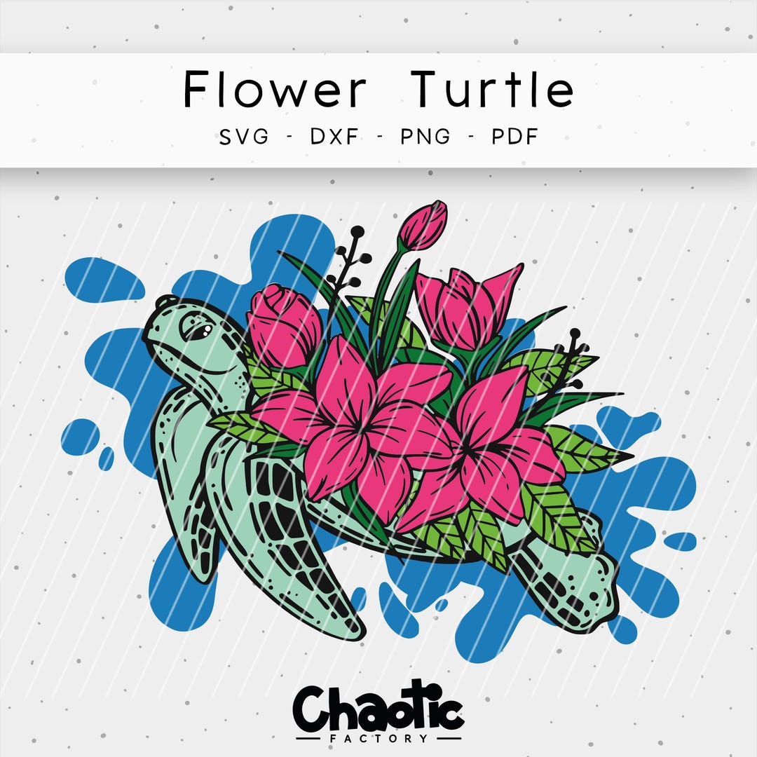 Plotter File, Flower Turtle, Chaotic Factory, Dxf, Svg, Png, Pdf, Boho ...