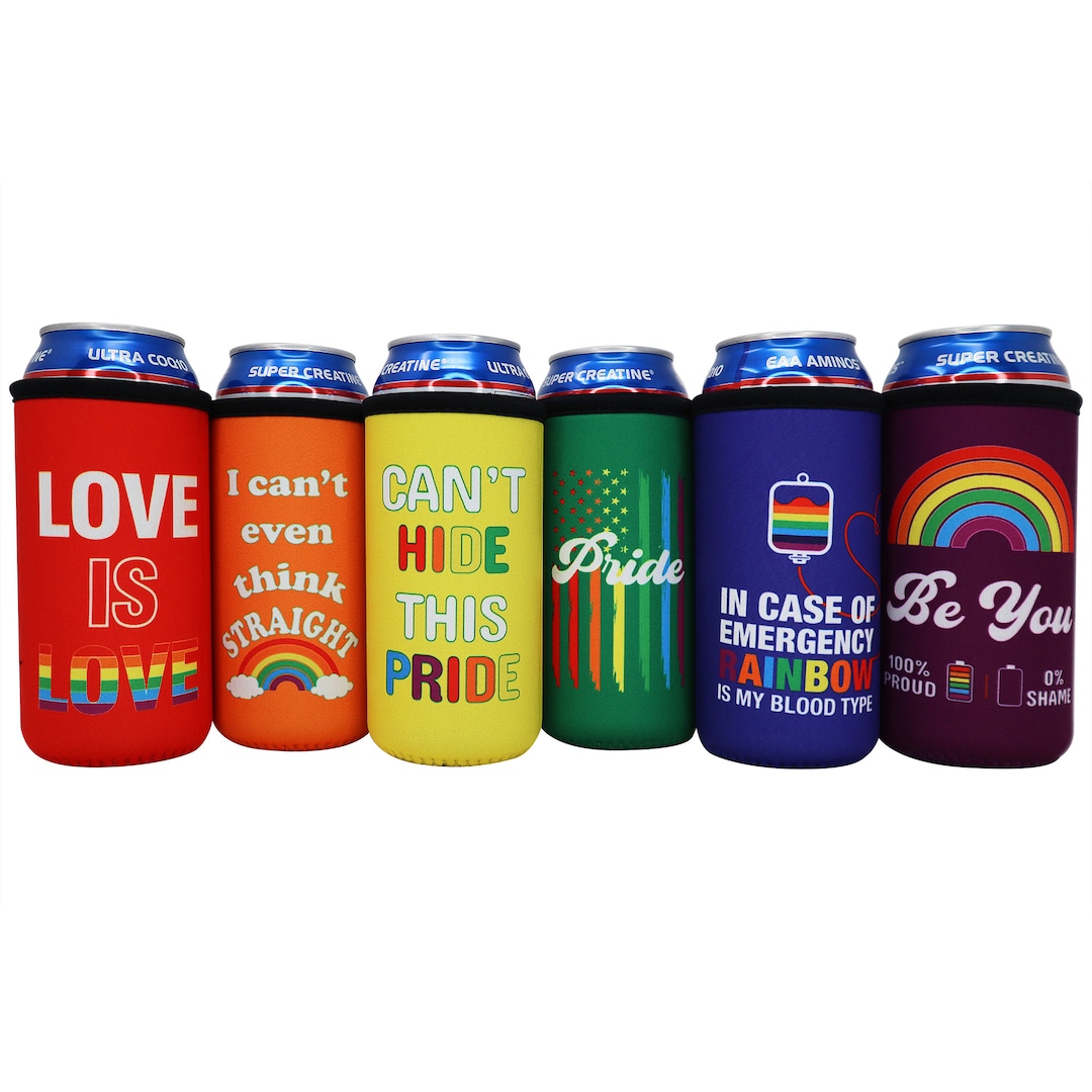 Gay Pride Stuff LGBTQ 16 Oz. Tallboy Can Cooler Sleeves | 6-pack ...