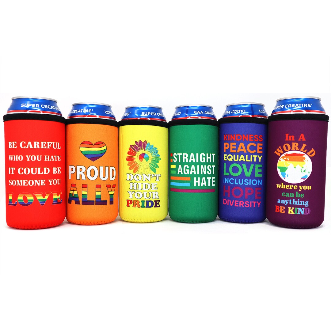 Proud Ally Merch LGBTQ 16 Oz Tallboy Can Cooler Sleeves | 6-pack ...