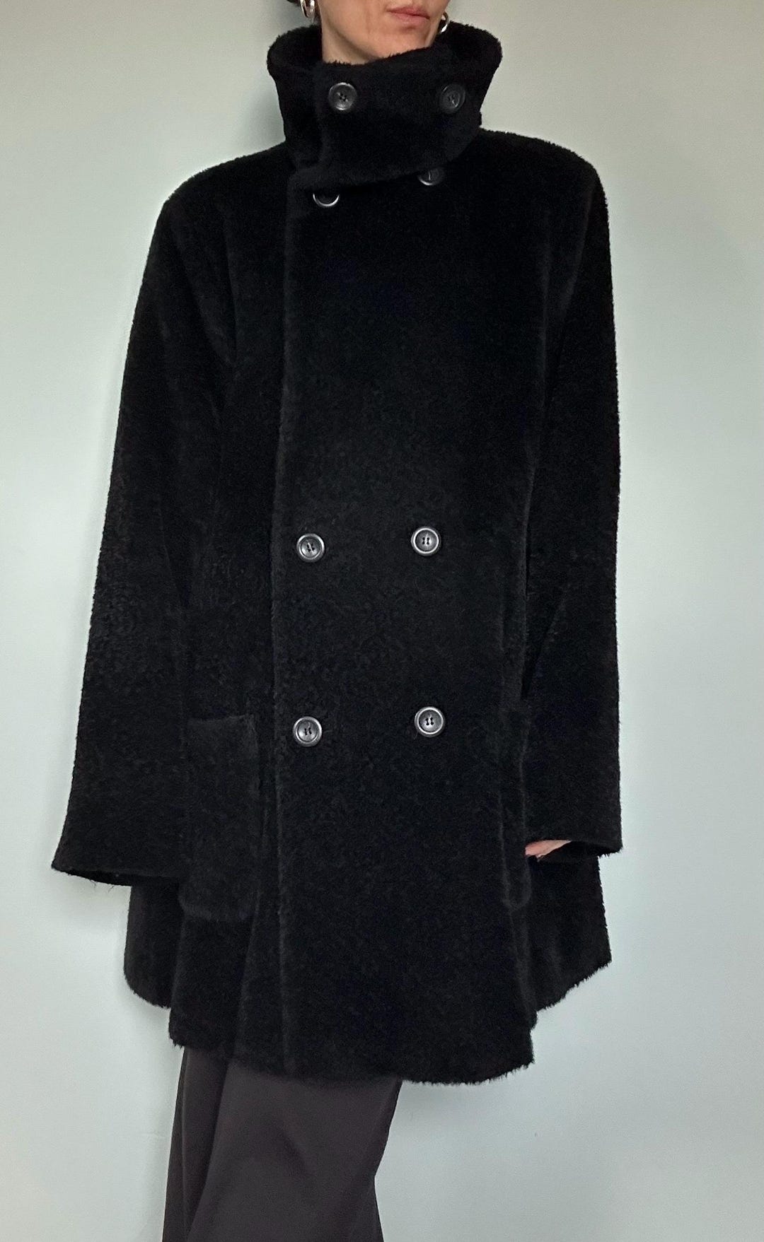 Vintage Max Mara Teddy Coat - Black - Alpaca & Virgin Wool -women Size ...