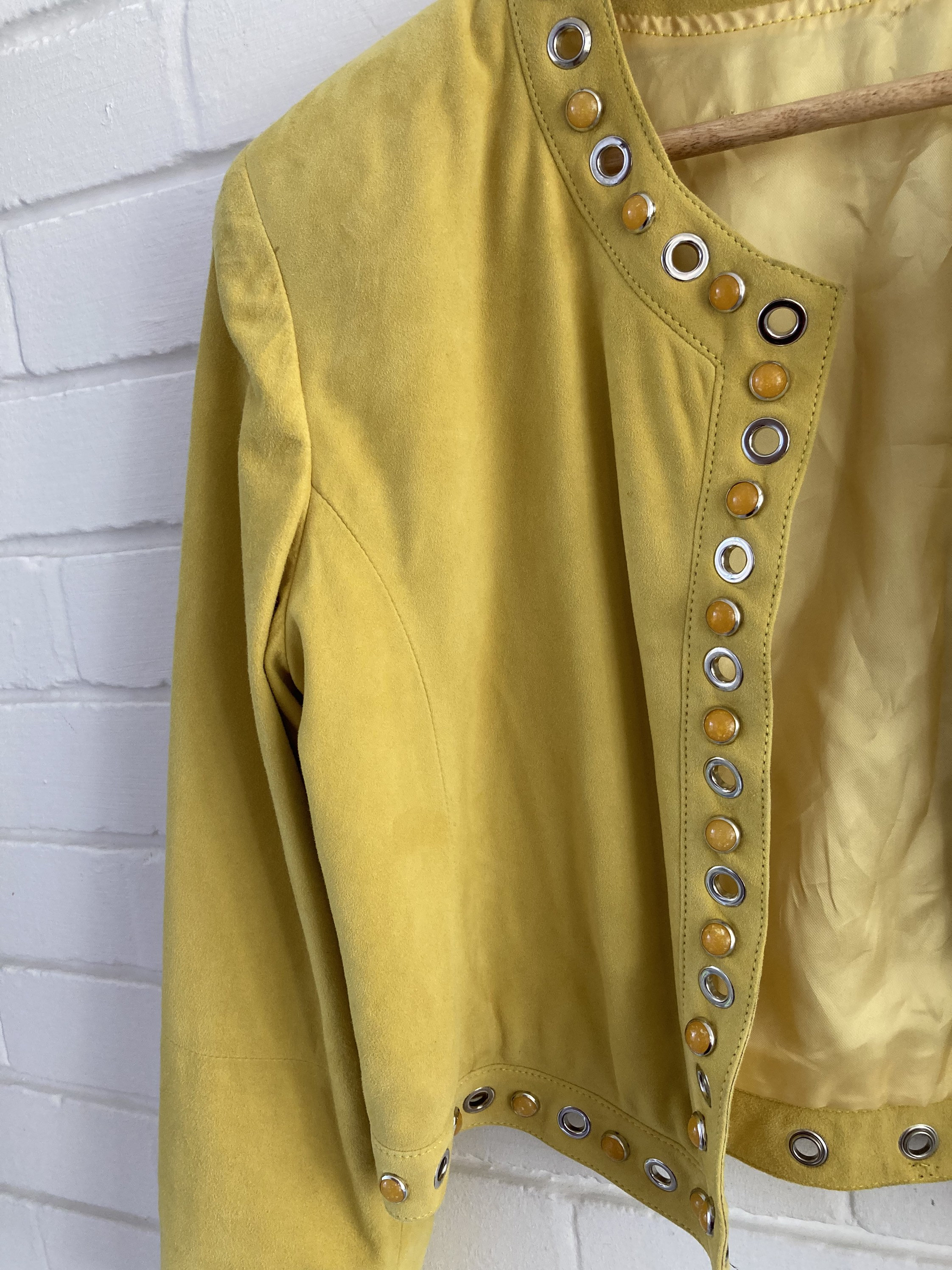 Vintage Suede / Leather Jacket Womens Size 12 Uk 40 Eur 8 USA Yellow ...