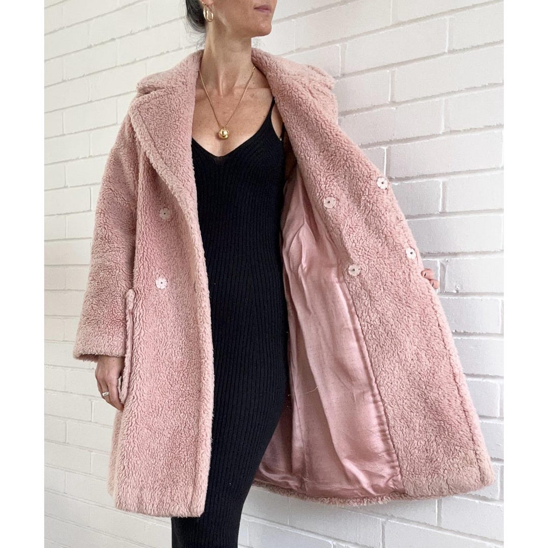 Max Mara Coat Vintage Teddy Baby Pink Virgin Wool Womens Size 6 Uk 34 ...